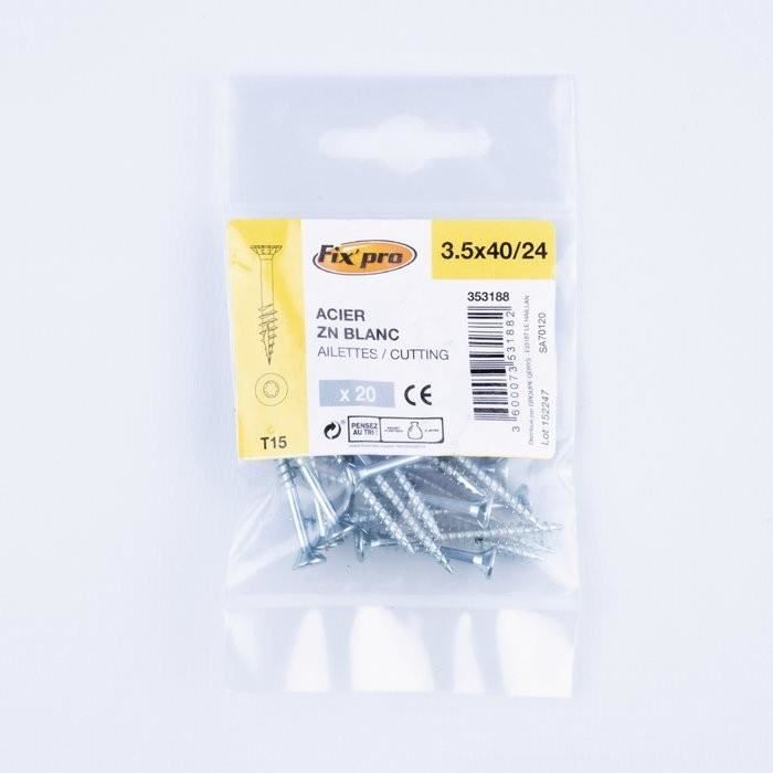 Vis - FIXPRO - 3.5 x 40 mm - Acier zingué - Tête fraisée - Pointe anti-fendage - Cdiscount Bricolage