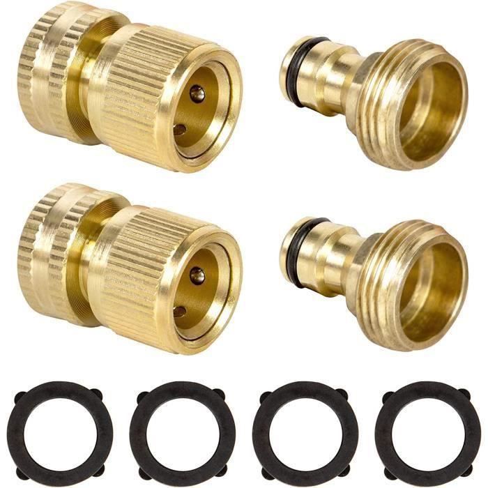 Goodbuy-2 Ensembles de Raccord Tuyau d'Arrosage Laiton 19 mm Adaptateur Robinet Tuyau Arrosage ...