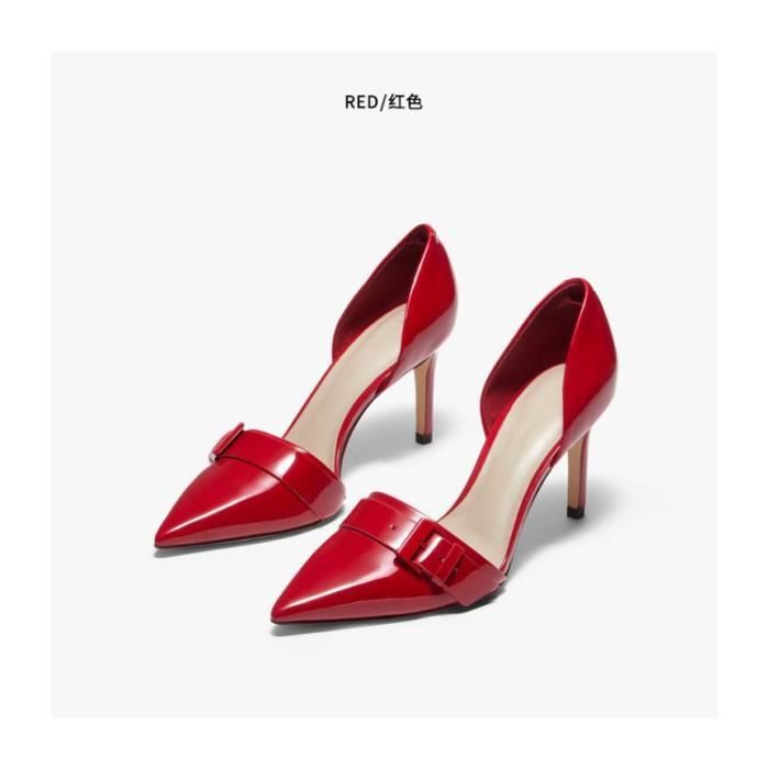 Escarpins Femme Talons hauts en cuir verni à bout pointu - Rouge ...
