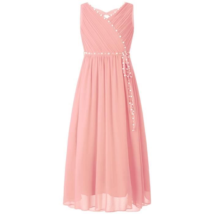 Inlzdz Enfant Fille Robe De Mariage Princesse Robe Mousseline De Soie