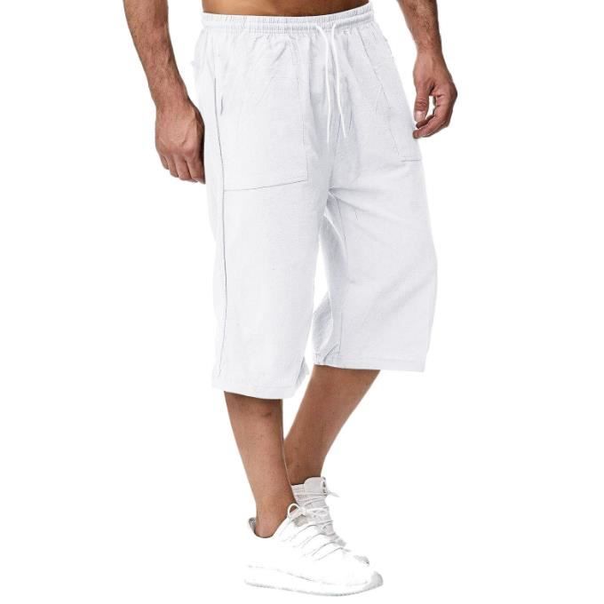 SHORT Shorts et Bermuda Homme Court Homme Été Coton Lin Short Taille ...