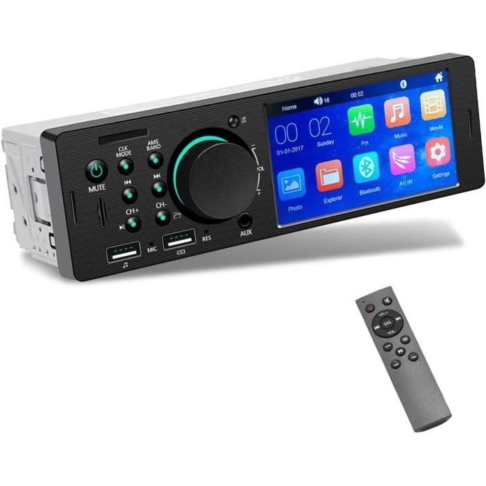 Autoradio Bluetooth 1 Din Radio Voiture Récepteur Avec 4 Pouces,Bouton Lumineux 7 Couleurs ...