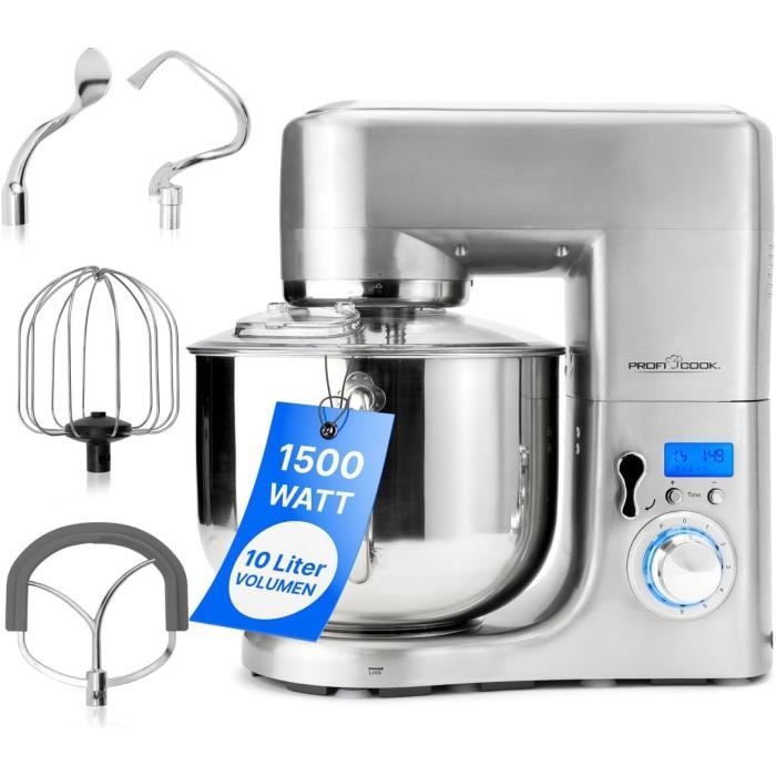 Proficook Robot De Cuisine Xxxl | Capacité De 10 Litres | 6 Niveaux De Puissance | Bol En Acier ...