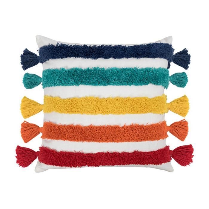 Tufting Process Rainbow Color Pillow Case for Sofa Boho Home Decor -B ...