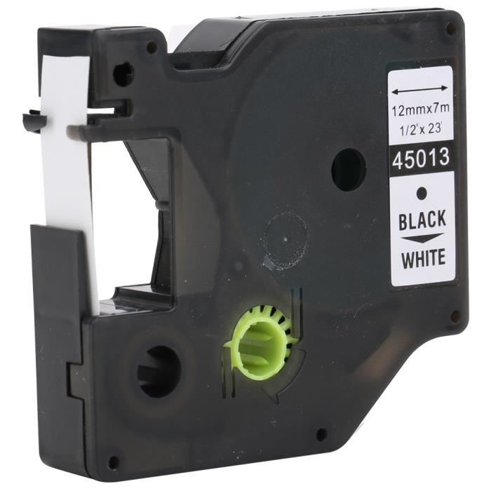 Ruban en laminé Label Maker, ruban de couleur noir sur blanc 12 mm pour ...