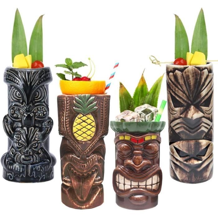 Tiki Lot De 4 Grandes Tasses En Céramique Hawaiian Luau Party Gobelets ...