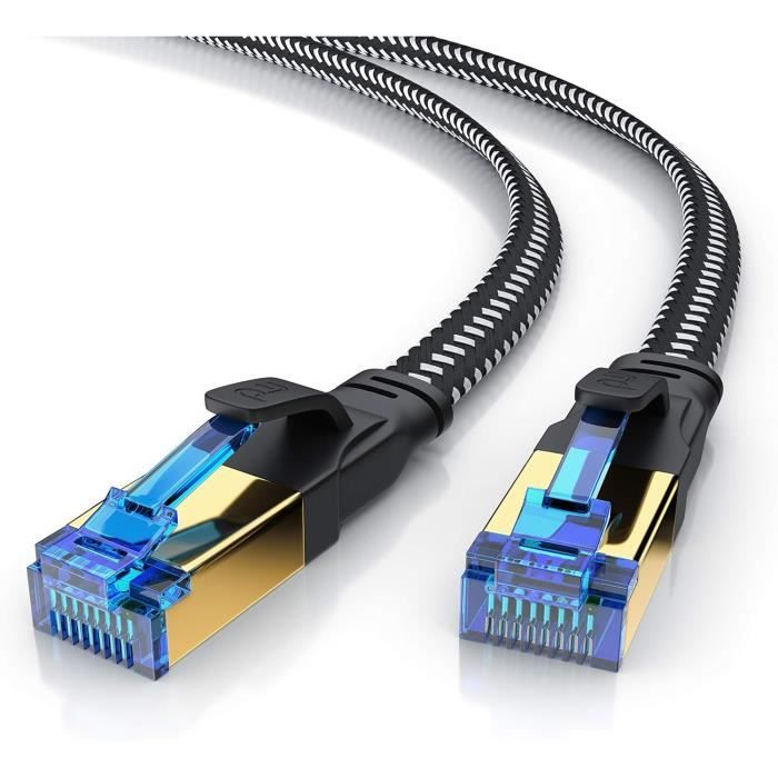 3M Câble Réseau Plat Cat 8.1 Rj45, Câble Ethernet Cat 8 Lan Gigabit ...