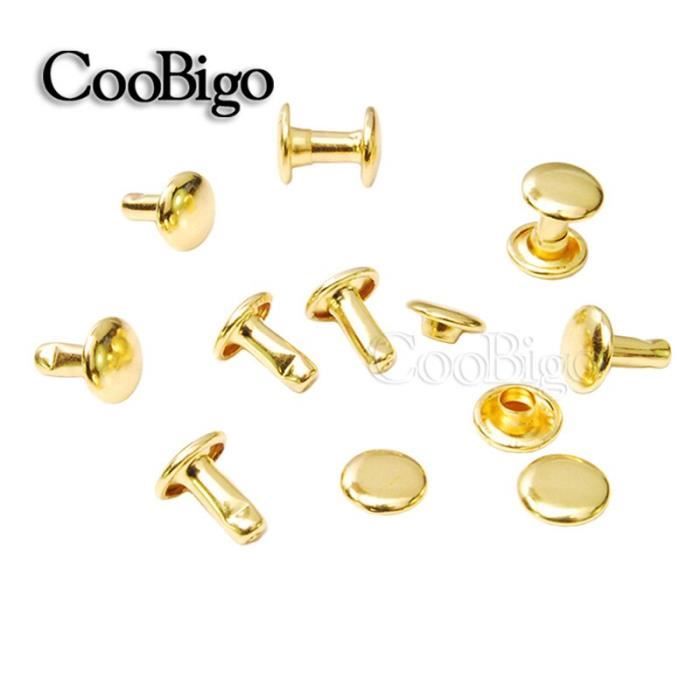 RIVET,Golden--Lot de 500 Rivets ronds à Double capuchon pour cuir ...