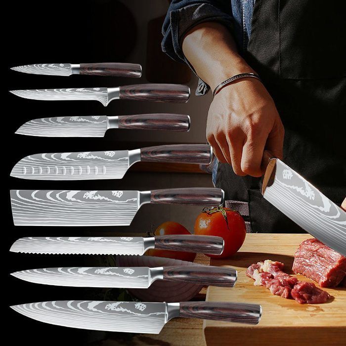 8 Pièces Set Couteaux de Cuisine,Couteau de Chef-Professionnel de Style ...