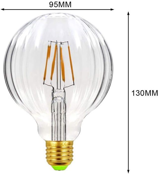 Ampoules Led Globe Edison Ampoule G95 Ampoule À Filament Led 2700Kelvin Blanc Chaud 220 / 240V ...