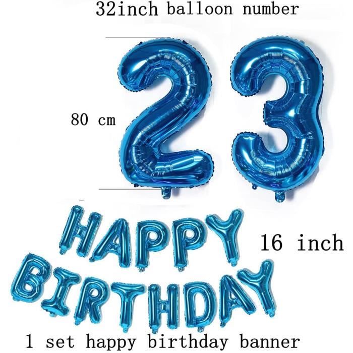 Ballons De Décoration D'Anniversaire 23 Ans - Bleu - Ballons Gonflables ...