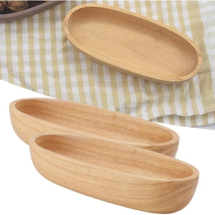 2 Pcs Plateau Ovale En Bois Mini Plateau De Service Plateau À Dessert ...