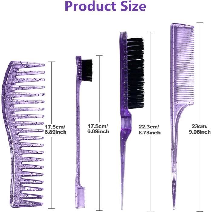 Ensemble De 4 Peignes,Peigne À Dents Larges,Peigne À Queue Pointue ...