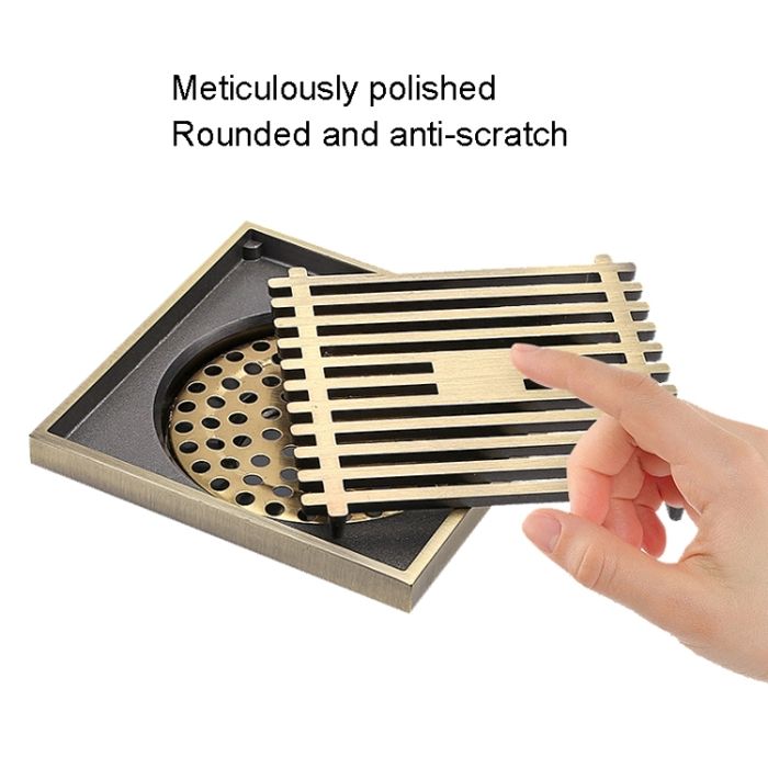 Siphon de sol entièrement en cuivre anti-odeurs, style K7004 chromé ...