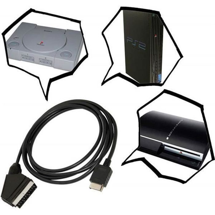 Câble Péritel - Non Original - PS1/PS2/PS3 - 1.8m - Compatible PAL ...