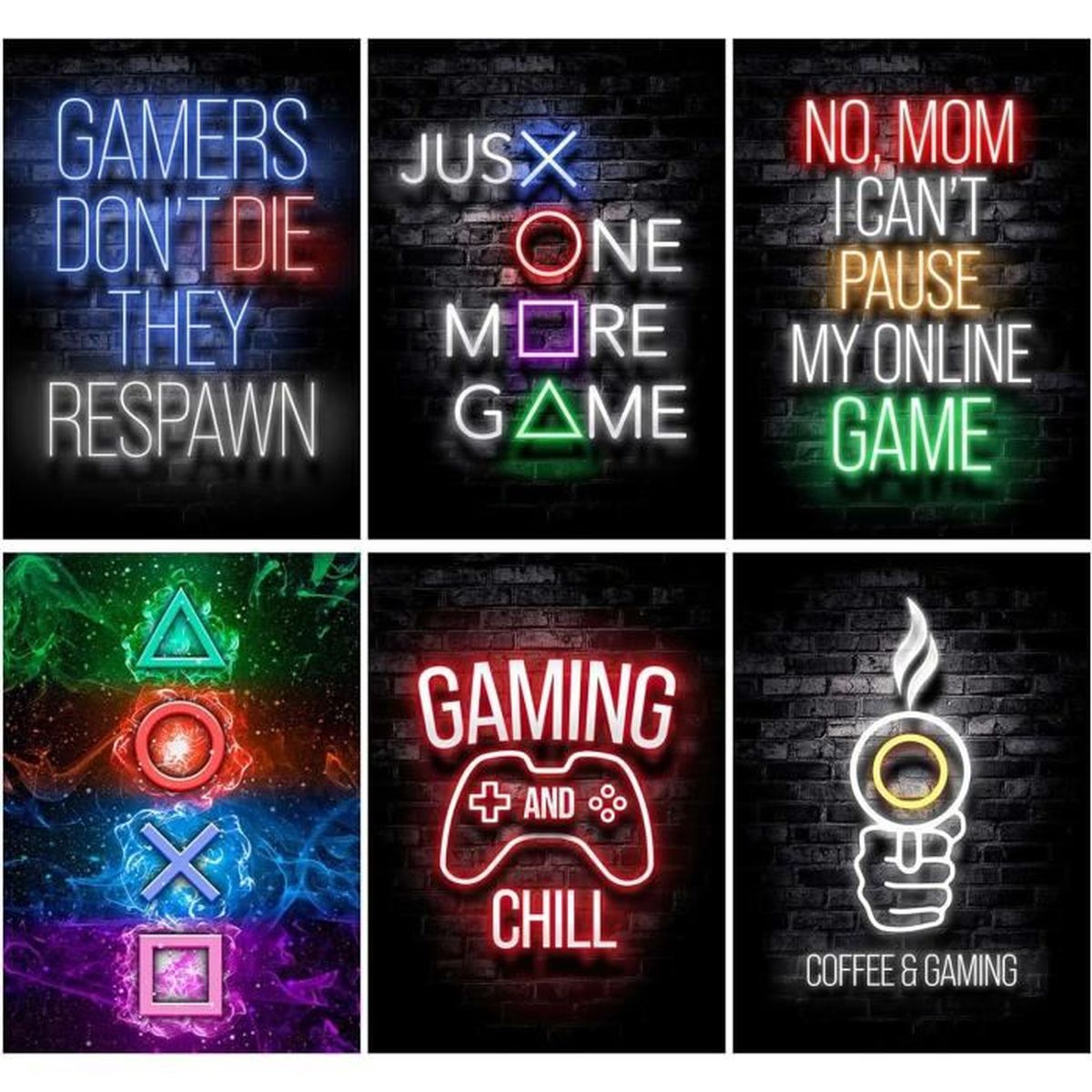 6 Tableau Gamer a4, Tableau Mural Gamer,Gaming Poster,Decoration Murale ...
