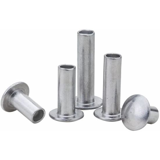 Lot De 2000 Rivets À Tête Ronde Plate En Aluminium À Tige Semi-Creuse ...