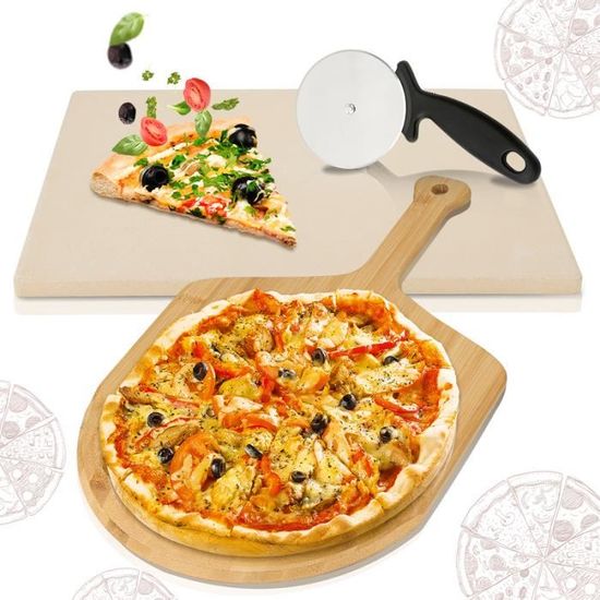 Pierre à Pizza - Set de Planches à Pizza en Cordiérite pour la Cuisson ...