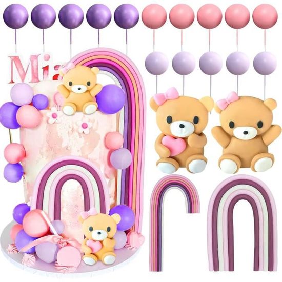 Rose Bébé Douche Gâteau Décoration Teddy Ours Gâteau Tops Gender Reveal ...