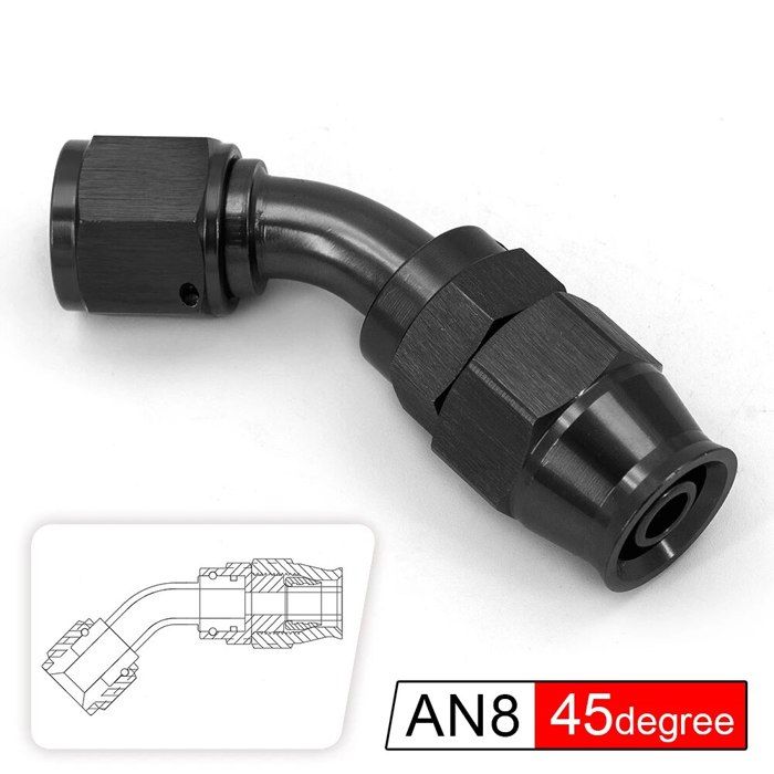 Raccord universel PTEF AN6 AN8 droit 0 45 90 120 180,résistant aux chocs réutilisables- AN8 45 ...