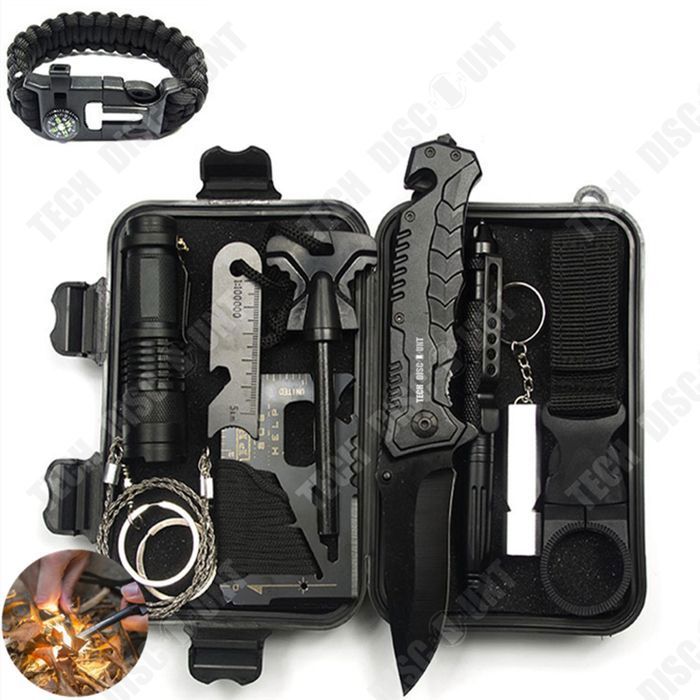 Outil de survie - TECH DISCOUNT - Kit de survie 11 en 1 - Compact et ...