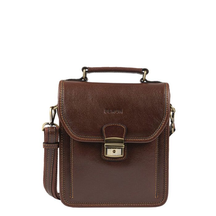 Sacoche - BEMON - Nino - Cuir de vachette - Bandoulière réglable - Marron Marron - Cdiscount ...