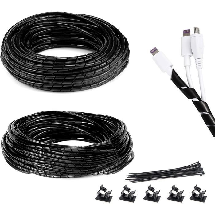 Cache Cable Spirale 4 mm 6 mm, 35 m Gaine Cable Spirale, Gaine Spirale ...