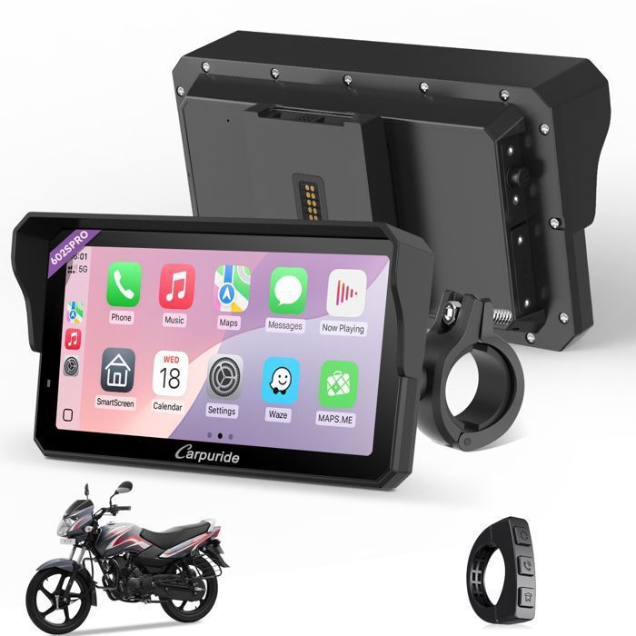 Autoradio CarPlay pour moto - CARPURIDE - W602SPRO - Écran 6,25 ...