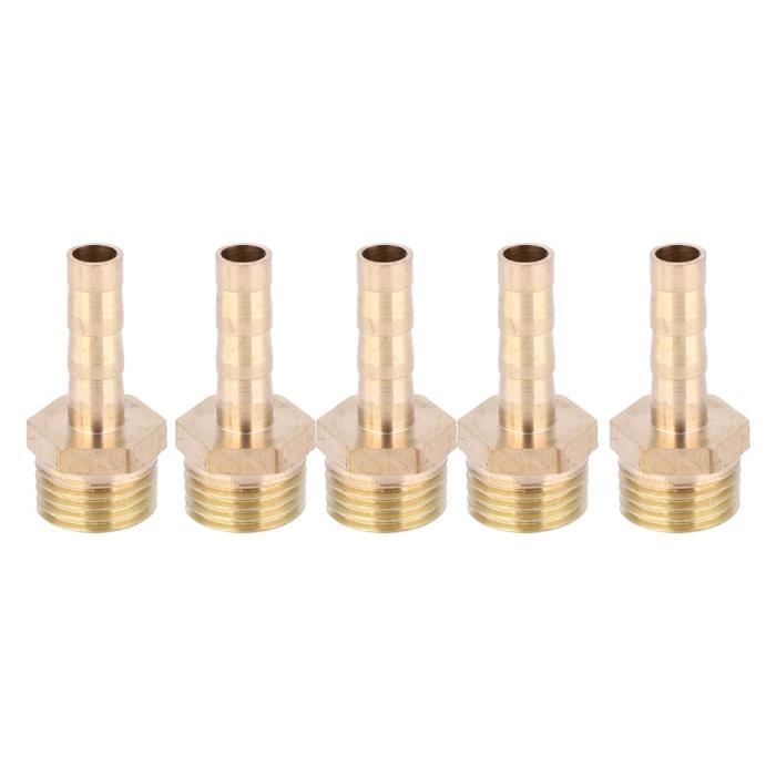 YUI 5pcs G1 / 4 filetage mâle Barb connecteur raccord de raccord de tuyau en laiton pour gaz ...