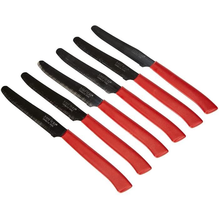 Couteaux de Table ondulés, Pack de 6pièces, Acier Inoxydable, Rouge ...