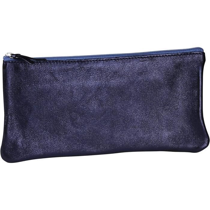 8707C - Trousse Scolaire Plate Pétrôle Effet Irisé 22X11 Cm En ...