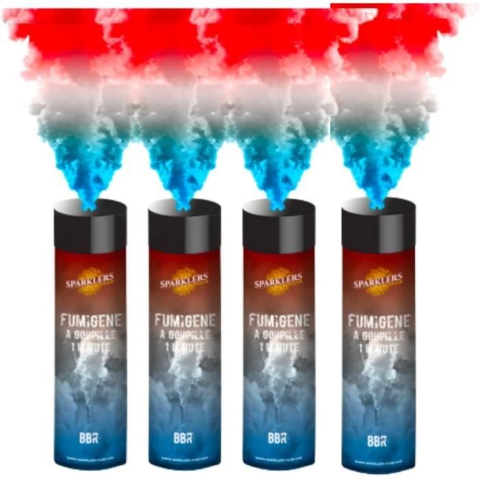 Lot De 4 Fumigènes A Main 1 Minute Bleu-Blanc-Rouge-Déclenchement À ...