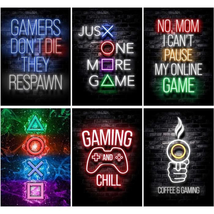 6 Tableau Gamer a4, Tableau Mural Gamer,Gaming Poster,Decoration Murale ...