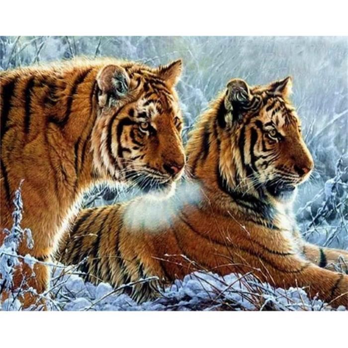 Broderie Diamant Couple De Tigres,Diamond Painting Grand Format ...