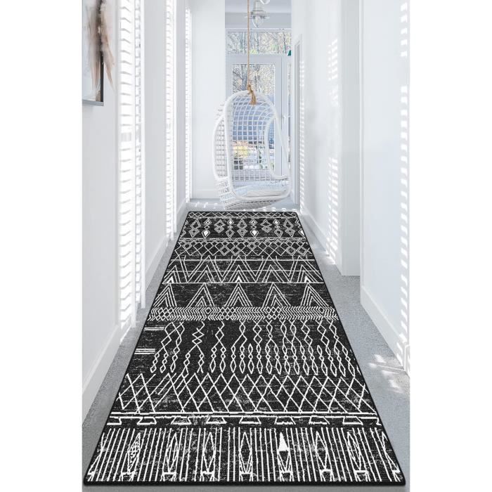 Tapis De Salon, À Poils Courts, Moderne, Géométrique, Antidérapant, En Gel, Noir Et Blanc ...