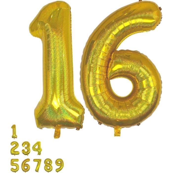 Ballon 16 Ans Or Xxl - Ballon Anniversaire 16 Ans Decoration, Ballon ...