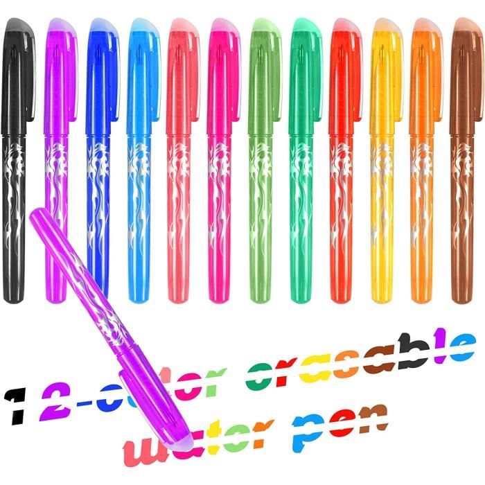 12 Couleurs Stylos Effaçables,Stylo Roller Effaçable,Stylo à Encre Gel ...