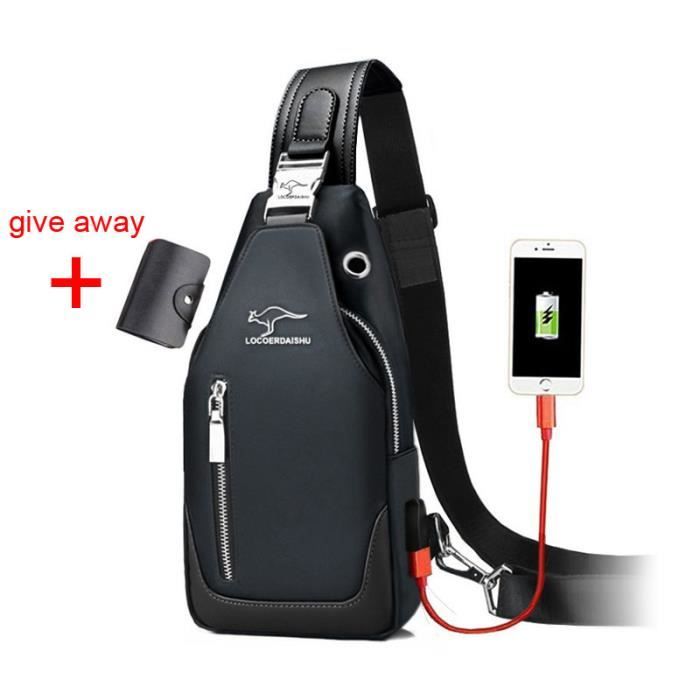 Interface USB noire - Sac à bandoulière décontracté en toile pour ...