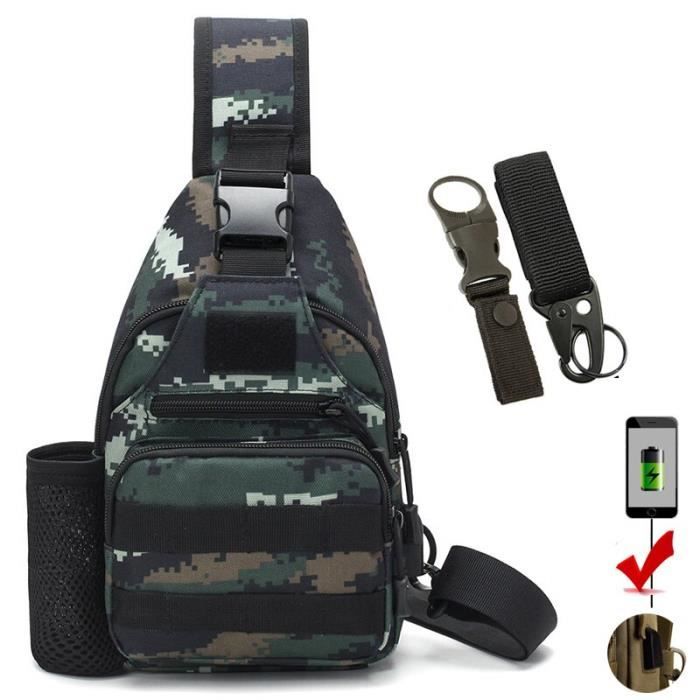 Sacs à dos randonnée,Sac de poitrine tactique USB, sac à bandoulière ...