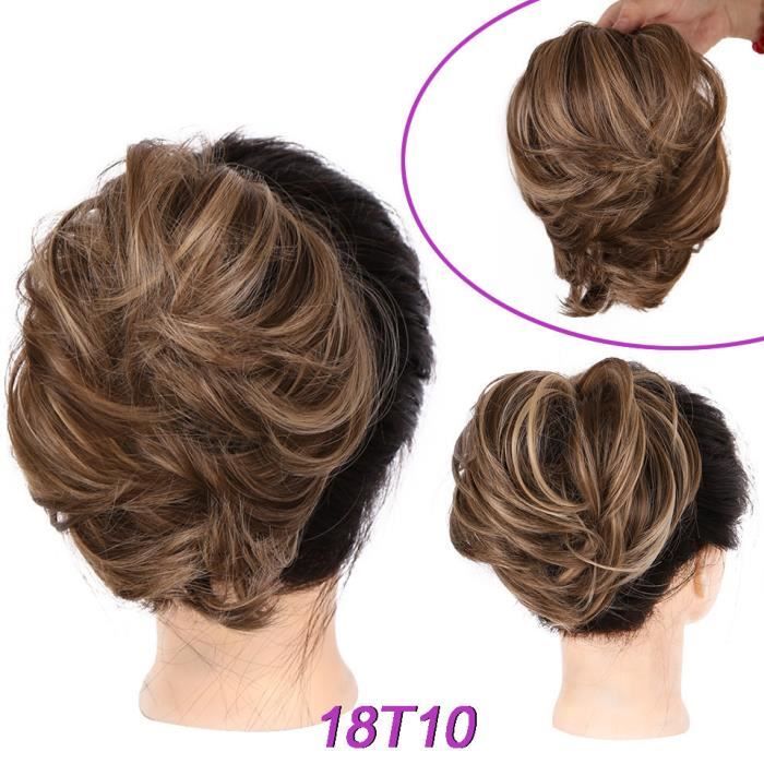 Q20-18T10--AS Chignon Synthétique, Faux Cheveux Naturels, Bande ...