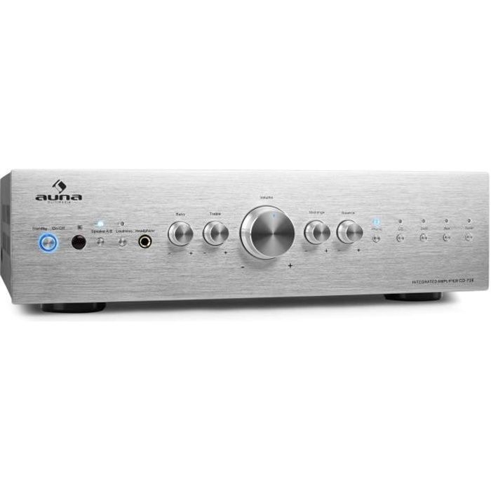 Ampli HiFi stéréo Auna AV2-CD708 - 5 entrées RCA - égaliseur 3 bandes - argent - Cdiscount TV ...
