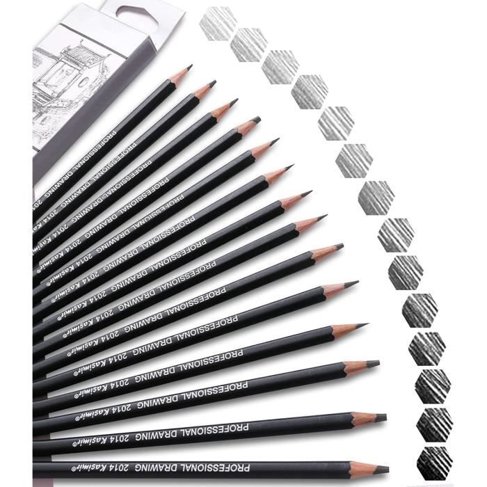Crayon Dessin 14Pcs Crayons Graphite Crayon De Dessin Professionnel Set Hb 2H 4H 6H 1B 2B 3B 4B ...