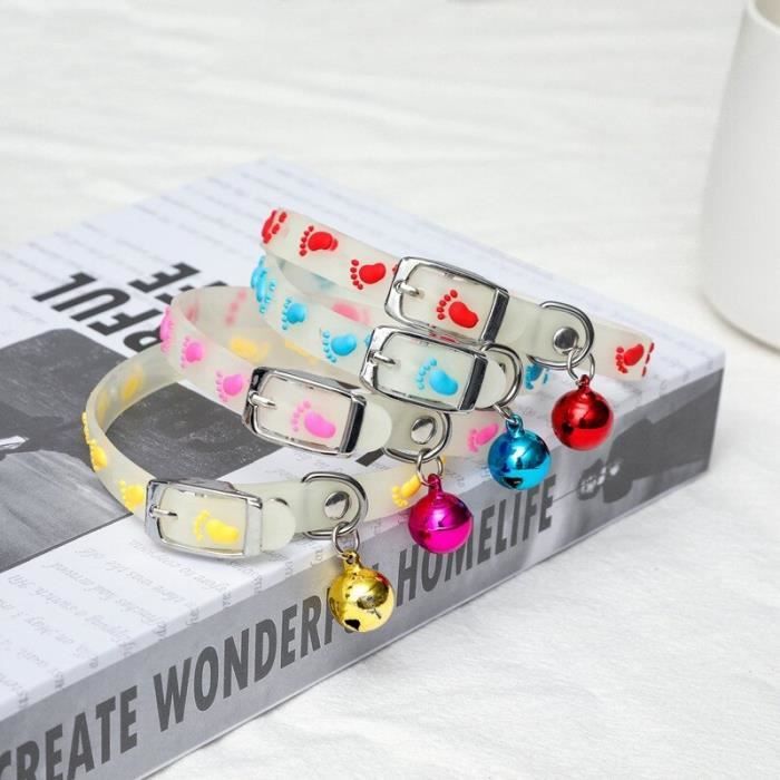 Silicone Pet Glowing Bells Collars Glow Light Blinking Dog Cat Necklace ...