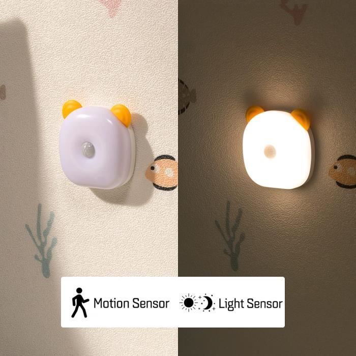 Mini veilleuse LED - KISPATTI - Jaune - Applique murale - Capteur de ...