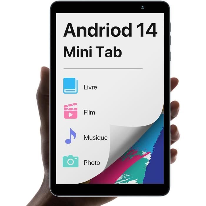 Andriod 14 Mini Tablette Portable,5G-Wifi 6 Tablette 8 Pouce,7Go+32Go ...