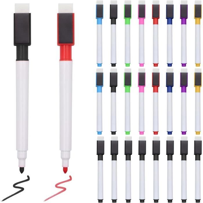VEGCOO 24pcs Feutre Tableau Blanc Effacable, Magnetique Stylo Effaçable ...