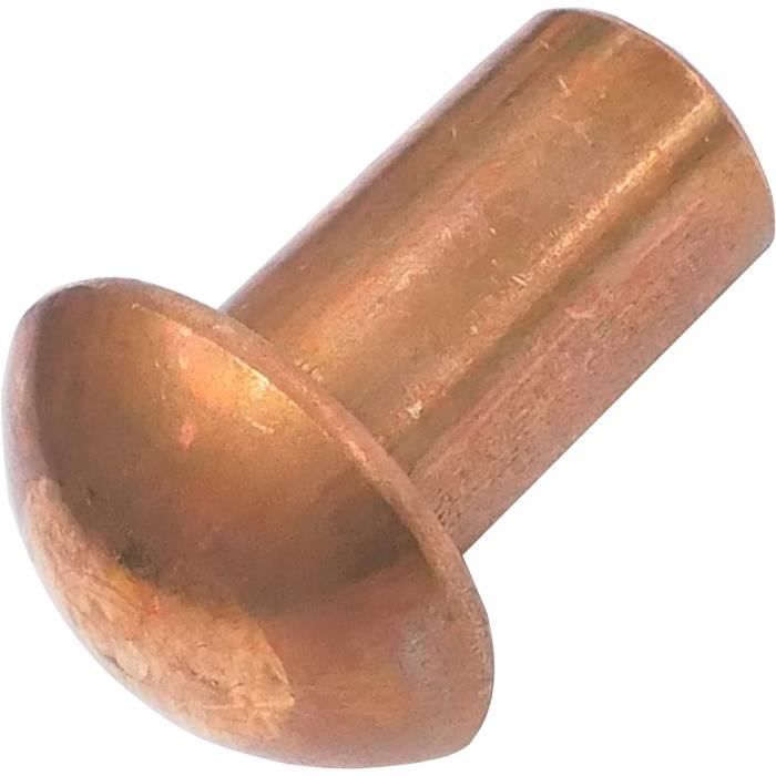 C48041 - Lot De 10 Rivets En Cuivre Ø6X10Mm À Tête Demi-Ronde - Rivet À ...