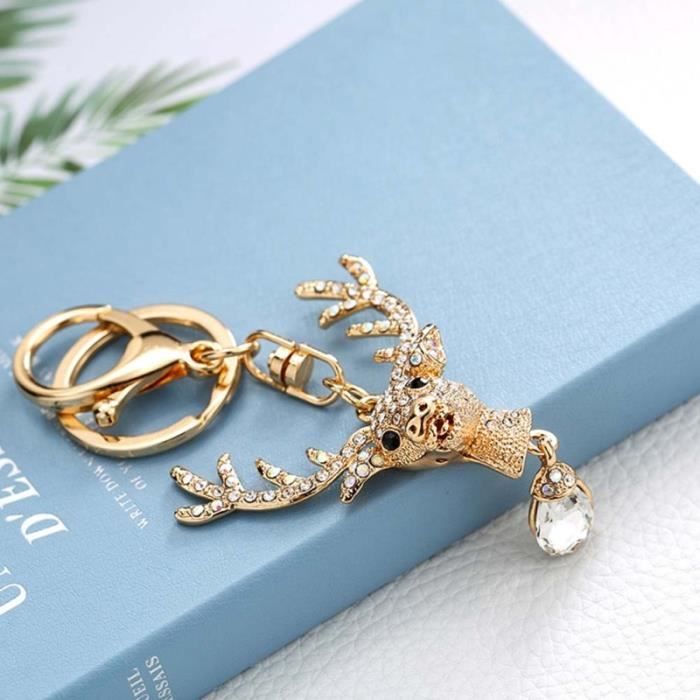 1 pc cerf strass porte-clés mignon charme mode voiture sac à main ...