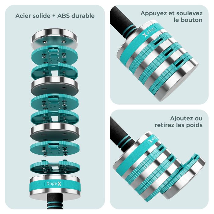Dripex Haltères Musculation Réglables Lot de 2 Haltères 10 kg avec ...