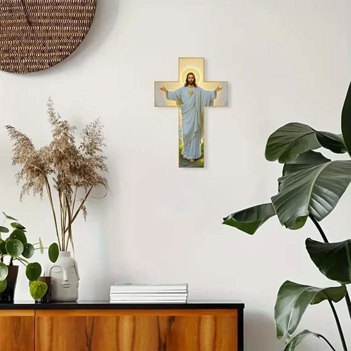 Croix Murale en Bois Jesus Christ Vintage Decoration Murale Religieuse ...